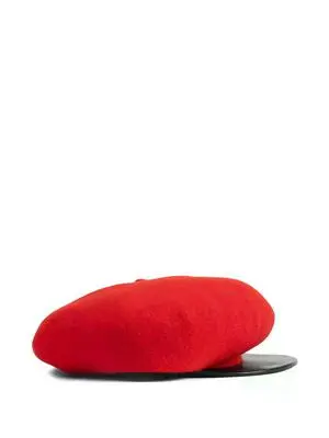 Valentino Garavani Vlogo Signature Wool Cap With Leather Visor - Red
