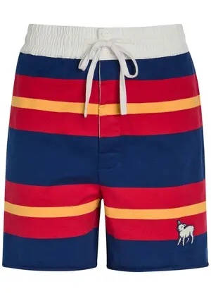 MOTHER The Breather Striped Cotton Shorts