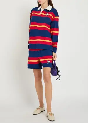 MOTHER The Breather Striped Cotton Shorts