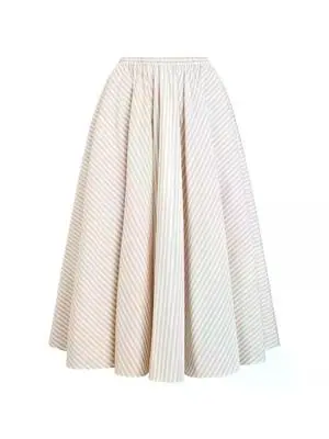 PATOU Patou Elasticated Waist Striped Midi Skirt Neutrals