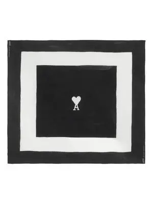 AMI Paris De Coeur Printed Scarf - Black