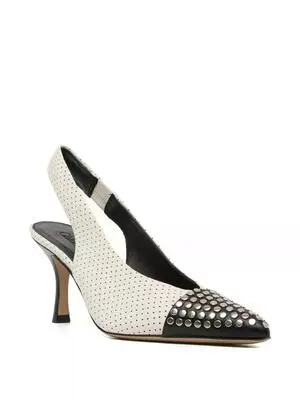 Chloé 75mm Alba Slingback Pumps With Stud Embellishment - Neutrals