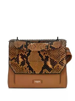 LANCEL Ninon Python Flap Cross Body Bag - Neutrals