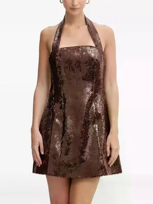 Bardot Sequin Halterneck Dress - Brown