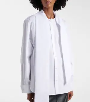 Saint Laurent Cotton Poplin Shirt With Tie Neck - White
