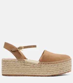 GIANVITO ROSSI Suede Espadrille Platform Sandals - Beige