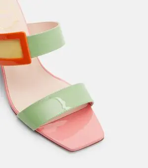 ROGER VIVIER Belle Vivier Patent Leather Wedge Mules - Multicoloured