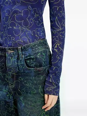 JNBY Floral Fitted Long Sleeve T-shirt - Blue