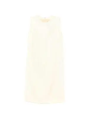 LESS Sleeveless Round Neck Midi Dress With Pockets - Neutrals