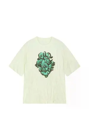 CROQUIS Graphic-print Pleated T-shirt - Yellow