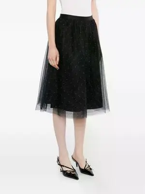 JNBY Polka Dot Tulle Layered A-line Skirt - Black
