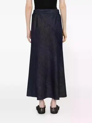 LESS Denim Maxi Skirt With Detachable Belt
