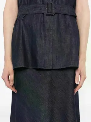 LESS Denim Maxi Skirt With Detachable Belt