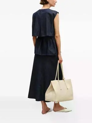 LESS Denim Maxi Skirt With Detachable Belt