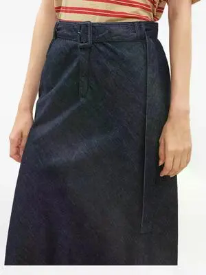 LESS Denim Maxi Skirt With Detachable Belt
