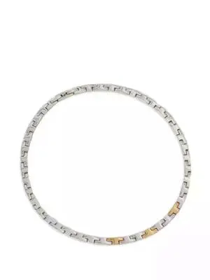 TRUSSARDI Geometric Motif Necklace With Gold-tone Detail - Silver