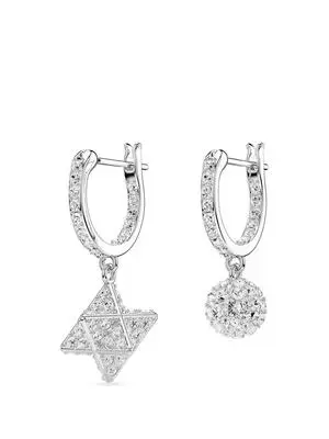 SWAROVSKI Dextera Geometric Embellished Hoop Drop Earrings