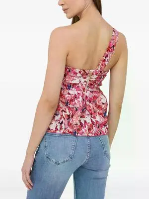 Patrizia Pepe One-shoulder Floral Print Top With Knot Detail