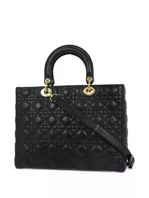 Dior Lady Cannage Leather Tote Bag - Black