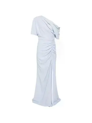 Amsale Pebble Crepe Slouch Maxi Dress - Blue