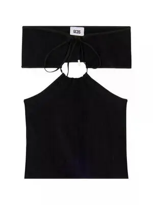 Gcds Crochet Knit Halter Top With Cut-out Detailing