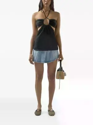 Gcds Crochet Knit Halter Top With Cut-out Detailing