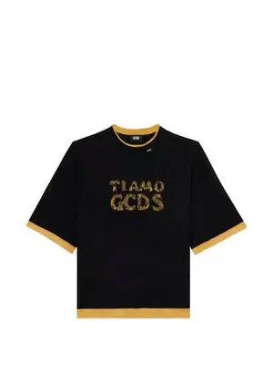 Gcds Short-sleeve Logo-lettering T-shirt - Black