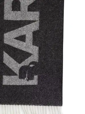 Karl Lagerfeld Fringed Logo-detail Scarf - Black