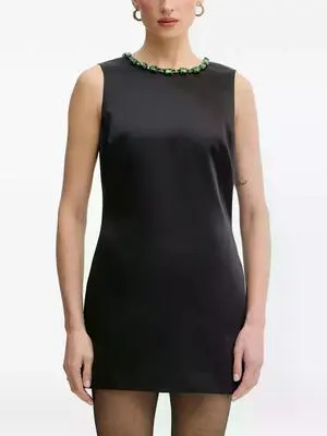 Bardot Audria Diamante Jewel Neckline Dress - Black