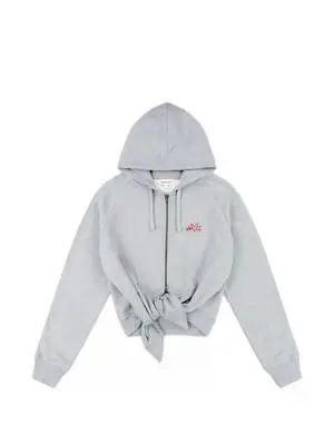 CHARLES JEFFREY Zip-up Hoodie With Embroidered Logo - Grey
