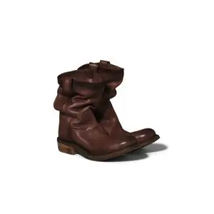 Miu Miu Foule Leather Booties - Coffee