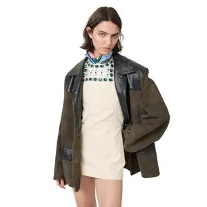 Miu Miu Suede Jacket With Leather Detailing
