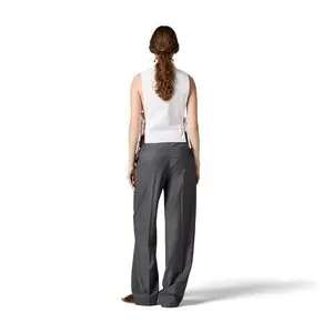 Miu Miu Sleeveless Poplin Shirt With Side Ties And Embroidered Logo - White