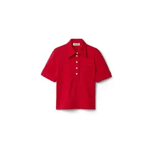 Miu Miu Miu Miu Technical Jersey Polo Shirt Ruby Red
