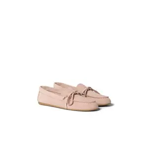 Miu Miu Miu Miu Suede Deck Loafers With Bow Detailing Peach