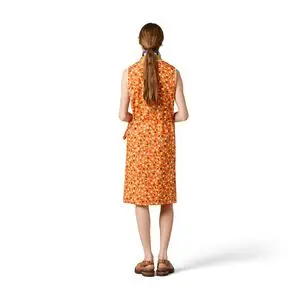 Miu Miu Sleeveless Floral Print Wrap Midi Dress - Orange/red