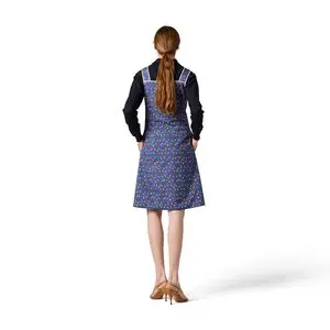 Miu Miu Printed Poplin Dress With Straps - Navy Blue/orange