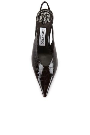 JIMMY CHOO Isa Shiny Croc Embossed Leather 95 Slingback - Sambuco