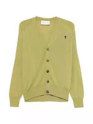 AMI Paris V-neck Button-up Cardigan With Logo Embroidery