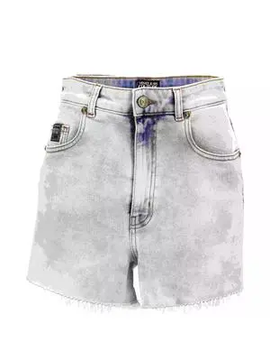 Versace Logo Patch Denim Shorts - Grey