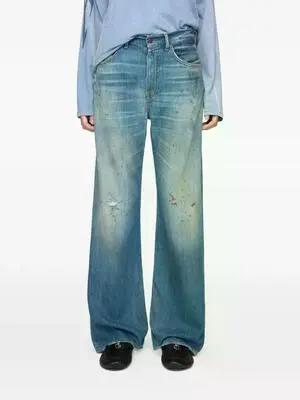 Acne Studios Patch-detail Wide Leg Jeans - Blue