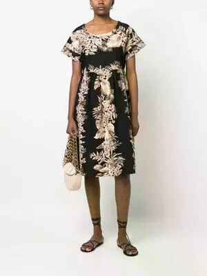 TWINSET Floral Print Scoop Neck Knee Length Dress