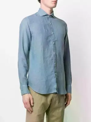 Canali Slim-fit Linen Shirt - Blue