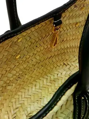 Jacquemus Le Petit Panier Soli Woven Raffia Bag With Leather Details - Neutrals
