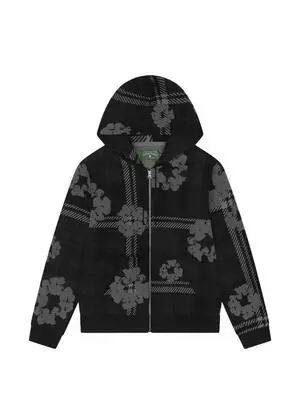 DENIM TEARS Patterned Zip-up Hoodie - Black