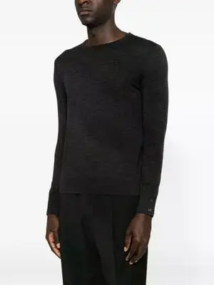 IVORY PARIS Crew Neck Button Cuff Sweater - Grey