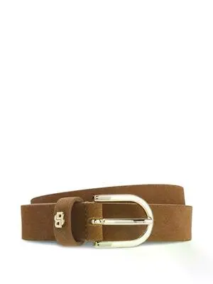 BOSS Scarlet Suede Belt With Monogram Trim - Brown