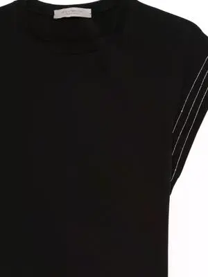 D.exterior Embellished Round Neck Sleeveless Top - Black