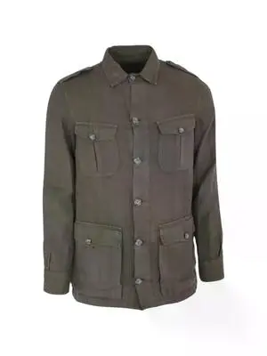 120% Lino Buttoned Pocket Linen Jacket - Green