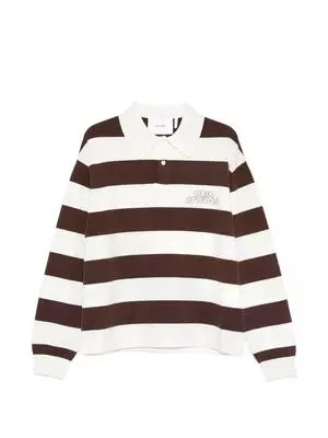Axel Arigato Striped Embroidered Logo Long Sleeve Polo Shirt - Brown